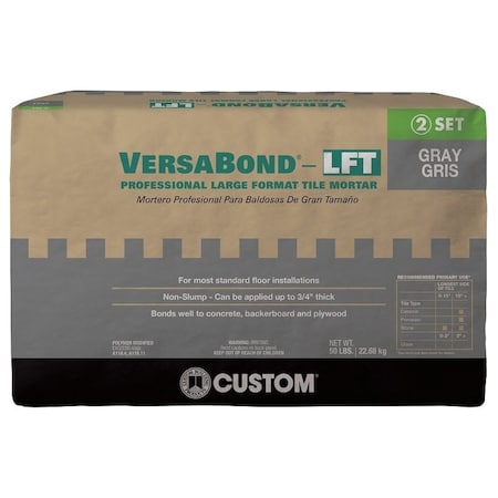 Custom Building Products VersaBond Series Tile Mortar, Gray, Solid, 50 ...