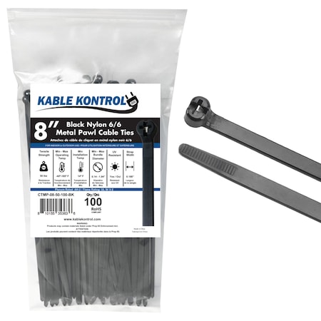 Kable Kontrol Metal Pawl Cable Ties, 8 in L, 1.94 in Max Bundle Dia ...