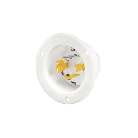Bryant Flanged Locking Inlet, 20 A, 347/600V AC, Three Phase, 4 Pole ...