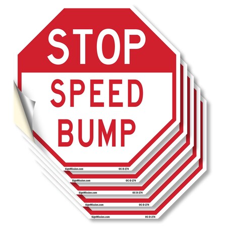 Signmission Stop Speed Bump, 6 inch X 6 inch, Vinyl Decal, 5PK OC-D ...