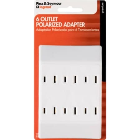 Legrand Plug Adapter, 2 -Pole, 15 A, 125 V, 6 -Outlet, NEMA: NEMA 5-15 ...