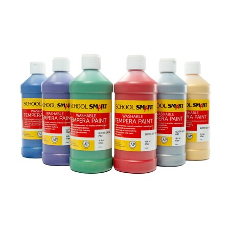 School Smart PAINT TEMPERA WASH GLITTER Pint, 6 PK 2002797 | Zoro