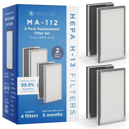 Medify Air MA112 Replacement Filter Medical Grade True HEPA H13 2Sets 4 ...