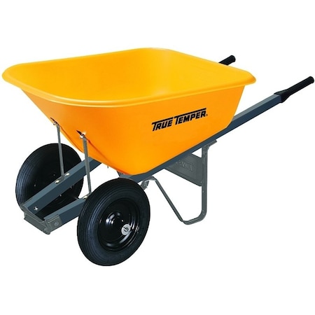 True Temper Wheelbarrow with Dual Wheels, 6 cuft Volume, Poly, 2Wheel ...