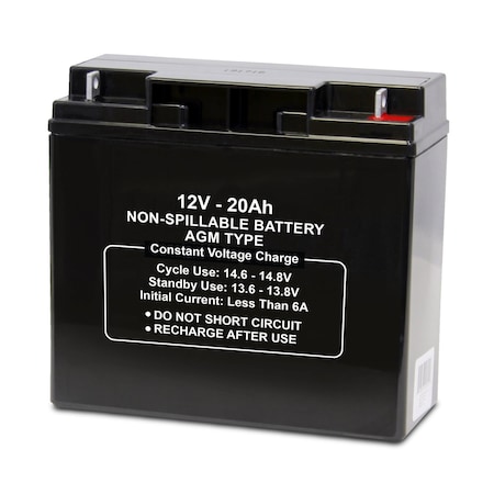 Upg Sealed Lead Acid Battery, 12VDC, 20Ah, T4 Tab terminal, replaces ...