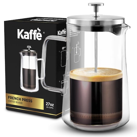 Kaffe Double-Wall French Press Coffee & Tea Maker. Borosilicate Glass ...