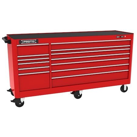 Proto 550 Series Rolling Tool Cabinet, 13 Drawer, Red, Steel, 88 in W x ...