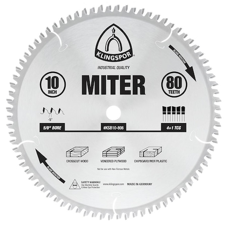Klingspor 10" 80-Tooth Miter Saw Blade KSB10-806 | Zoro