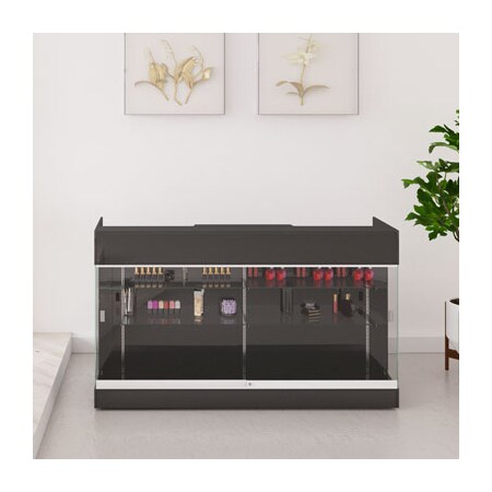 Specialty Store Services 72 In. Black Ledgetop Counter With Showcase 3366BK | Zoro