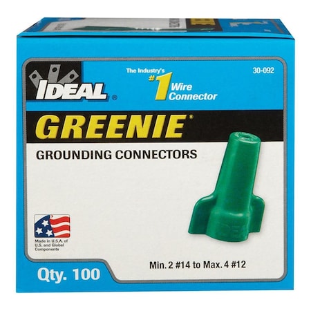 Ideal Insulated Wire Grounding Connector, Green, 100PK ID5501 | Zoro