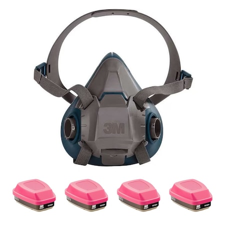 3M Half Mask Respirator Kit, 4 Cartridges Included, Organic Vapor (OV ...