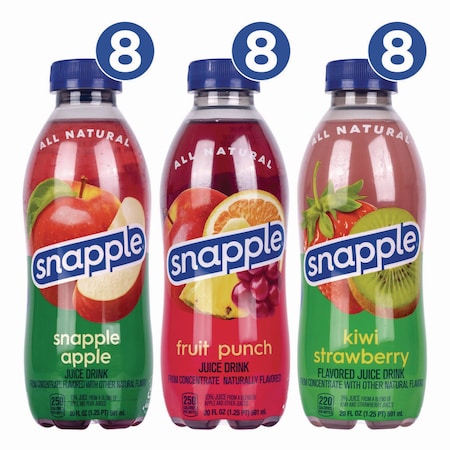 Snapple All Natural Juice Drink, Fruit Punch, Kiwi Strawberry, Mango ...
