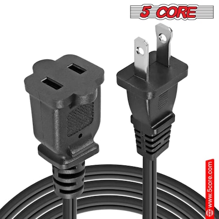 5 Core 2-Prong Male-Female Extension Power Cord Cable, Outlet Extension ...