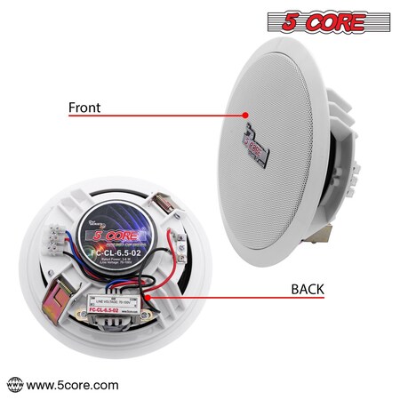 5 Core 5 Core Premium 6.5 Inch Ceiling Speaker 2 Way Outdoor Speaker ...