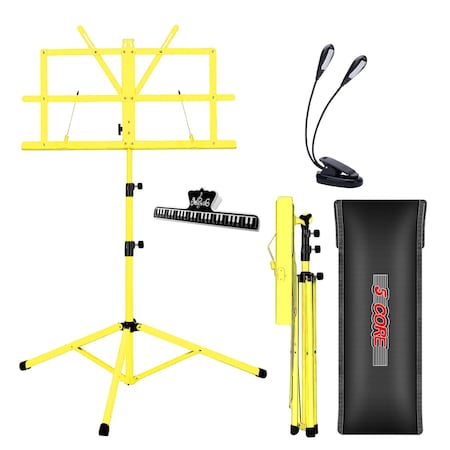 5 Core 5 Core Sheet Music Stand Yellow Portable Foldable Music Note ...
