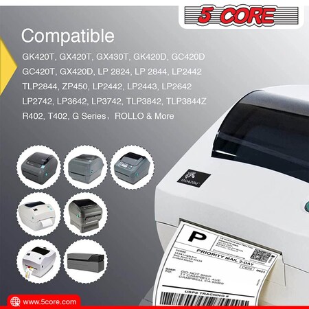 5 Core 5 Core 4x6" Thermal Shipping Label Commercial Grade 12 Rolls ...