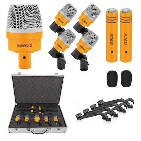 5 Core 5 Core 7 Piece Drum Microphone Kit - Dynamic XLR Mic - Kick Bass ...