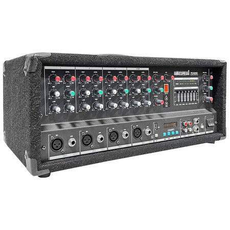5 Core 4 Channel Powered DJ Mixer 250 Watts With Travel Case Microphone ...