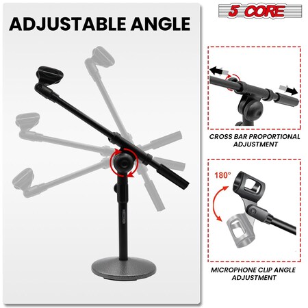 5 Core 5 Core Desk Microphone Stand Adjustable Soft Grip Twist Clutch ...