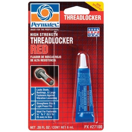 Permatex .20 Oz Red High Strength Threadlocker 27100 | Zoro