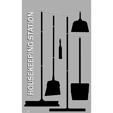 5S Supplies 5S Housekeeping Shadow Board Broom Station Version 3 - Gray ...