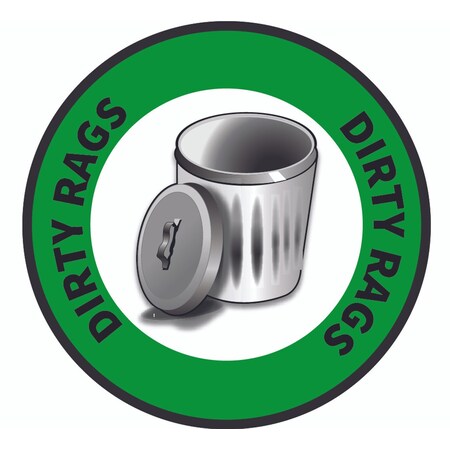 5S Supplies Dirty Rags Floor Sign 36in Diameter Non Slip Floor Sign FS ...
