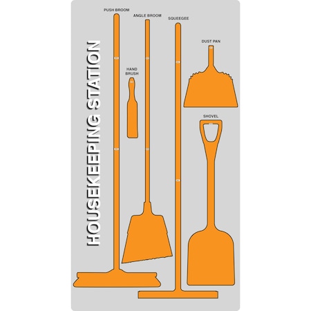 5S Supplies 5S Housekeeping Shadow Board Broom Station Version 8- Gray ...