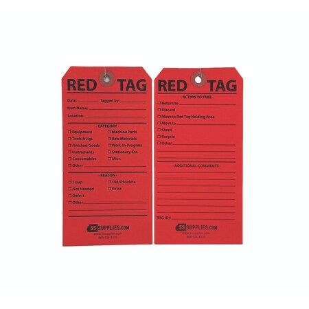 5S Supplies 5S Red Tags Wired, 100PK 5SRDTG-100 | Zoro