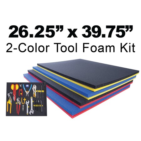 5S Supplies Tool Box Foam Insert 2 Color 26.25 x 39.75in Black Top ...