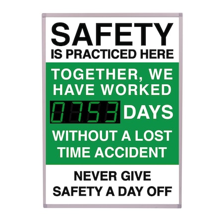 5S Supplies Digital LED Safety Scoreboard Signs with Frame, Safety Is ...