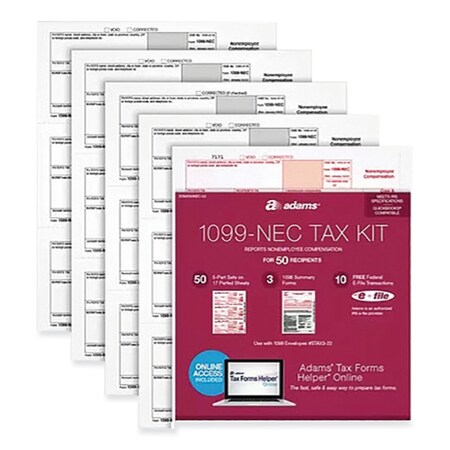 Adams Business Forms Tax Form Kit with e-File, 1099-NEC + 1096, Inkjet ...