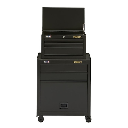 Stanley Tool Chest and Cabinet, 10,227 cuin, 2612 in OAW, 4312 in OAH, 14 in OAD, Steel, Black ...