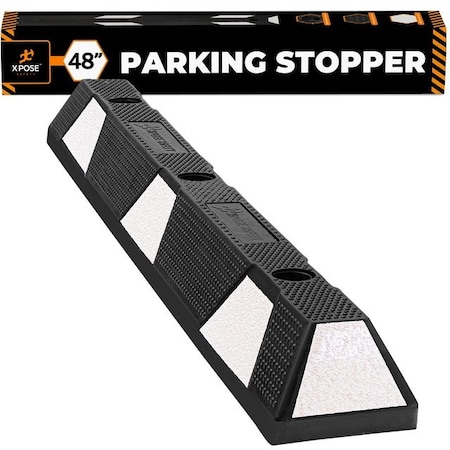 Xpose Safety Parking Block Curb Stop, 48 Heavy Duty, White Reflective ...
