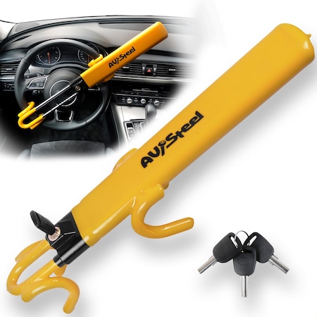 Av Steel Heavy-Duty Steering Wheel Lock for Vehicles, Double Protection ...