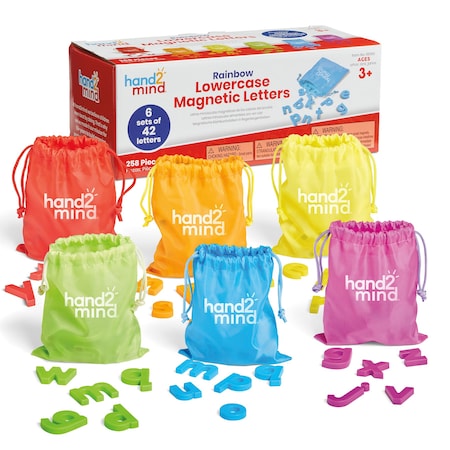 Hand2Mind Rainbow Lowercase Magnetic Letters, 6 Sets of 42 Letters ...
