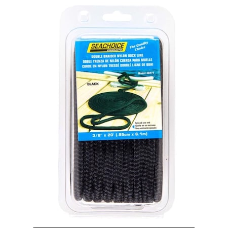 Seachoice Double Braid Black Nylon Dock Lines 50-40271 | Zoro