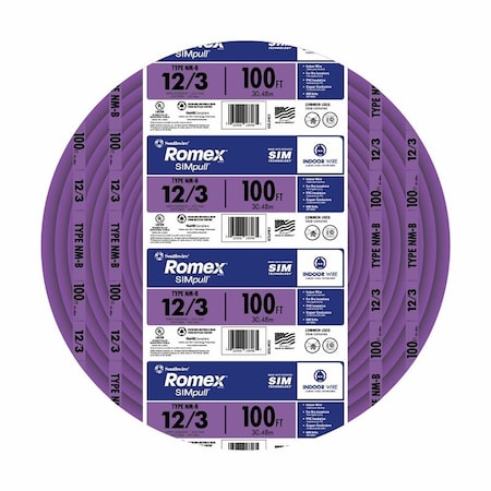 Romex NM-B Non-Metallic Building Cable, Copper, 12 AWG, Yellow, Solid ...
