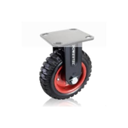 Powertec 8'' Caster Wheels, Heavy Duty Fixed Plate Casters with Rubber ...