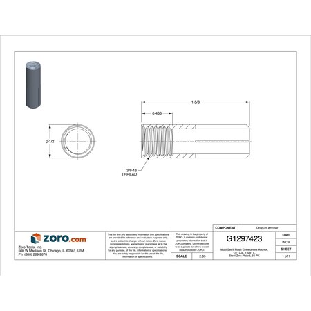 Red Head Multi-Set II Flush Embedment Anchor, 1/2" Dia, 1-5/8" L, Steel ...