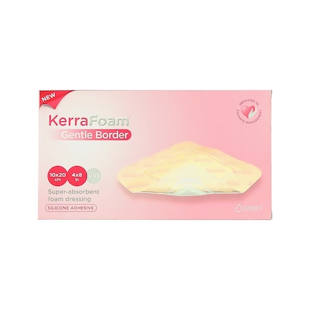 Kerrafoam Gentle Border Foam Dressing 4 X 8 Inch With Border Film ...