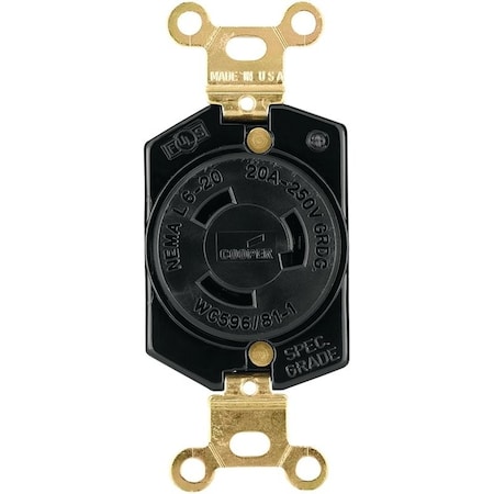 Eaton Wiring Devices Single Receptacle, 2 -Pole, 250 V, 20 A, Back and ...