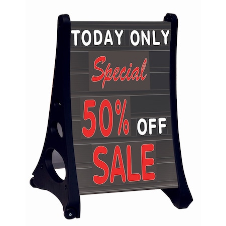 Aarco Roll A-Frame Deluxe Double Sided Sidewalk Sign w/ Bright Black ...