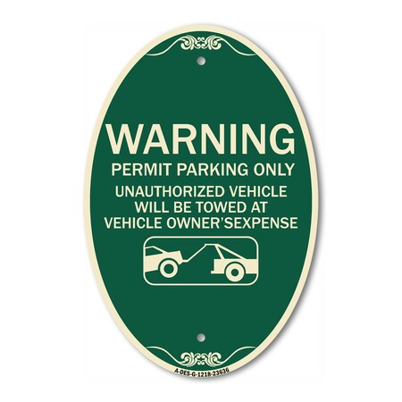 Signmission No Parking Without Permit Warning Sign Permit, 12 In X 18 ...