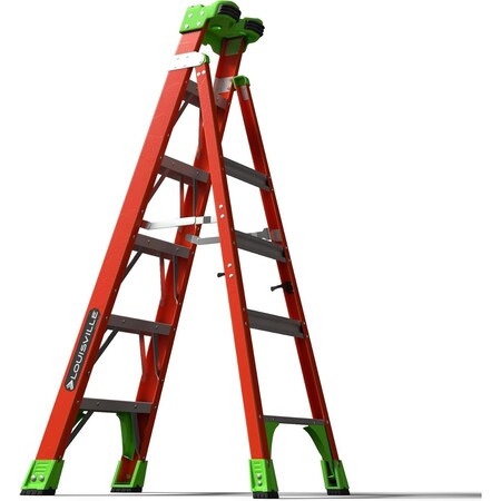 Louisville 8 ft Fiberglass Stepladder, 300 lb Capacity FXS1508 | Zoro