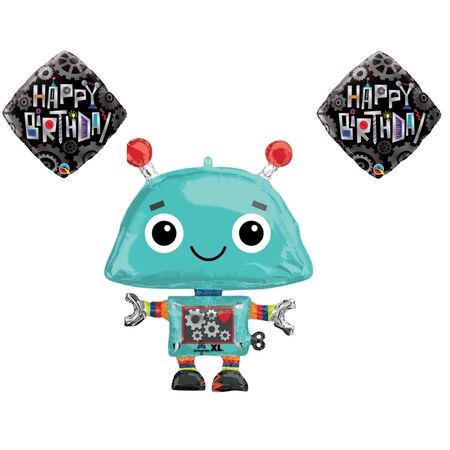 Loonballoon Robot AI Theme Balloon Set, 29 Inch Robot Balloon; Birthday ...