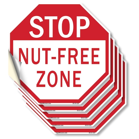 Signmission Stop Nut-free Zone, 4 inch X 4 inch, Vinyl Decal, 5PK OC-D ...