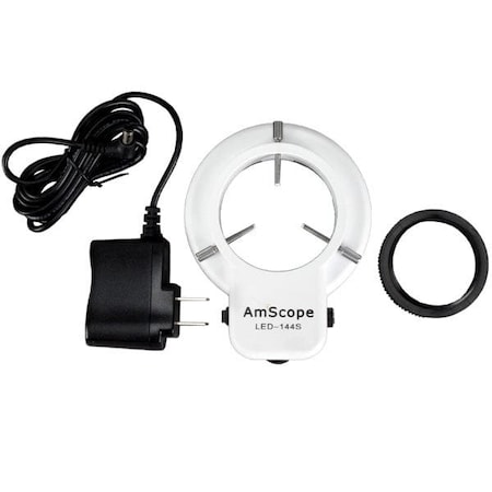 Amscope 144 LED Adjustable Compact Microscope Ring Light + Adapter LED ...