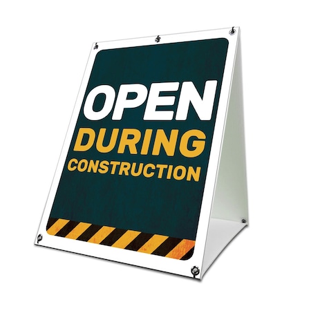 Signmission Open During Construction, 36 Inch x 24 Inch A-frame Yard ...