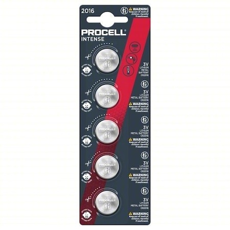 Procell Intense Specialty Lithium Coin Battery, 3V, 5 Pack Tear Strip ...