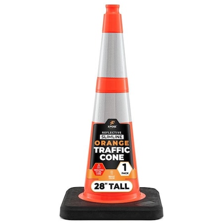 Xpose Safety 28 In Orange Slim Line Traffic Cone, 10 lb Base with 6in ...